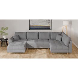 Wohnlandschaft Home Affaire, B:310cm H:81cm T:161cm, grau, 92% Polyester, 8% Nylon, Sofas, "CHARRE U-Form mit Ottomane, Ma&szlig;e B/T/H: 310/161/81 cm",