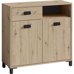 Badkommode ByLiving, B:80,5cm H:77,5cm T:31cm, braun, FSC-zertifizierter Holzwerkstoff, Sideboards, "Wellness", 80cm Badezimmer Kommode mit