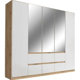 Dreht&uuml;renschrank Rauch, B:226cm H:210cm T:54cm, wei&szlig;, Holzwerkstoff, Schr&auml;nke, "Kleiderschrank Schrank mit Spiegel Garderobe Garderobenschrank