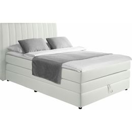 Boxspringbett Alina, B:131cm L:212cm, wei&szlig;, Kunstleder TLS, Jugendzimmer, Komplettbetten, "Marvin", inklusive Bettkasten und Topper, in diversen