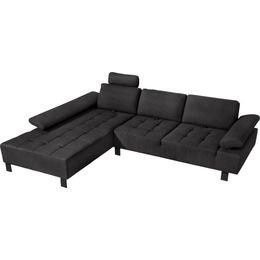 Ecksofa Alina, B:270cm H:103cm T:223cm, schwarz, Struktur fein XBO (100% Polyester), Wohnzimmer, Sofas, "Royce", inklusive Sitztiefenverstellung, 270
