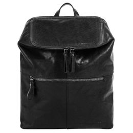 SPIKES & SPARROW Damen Cityrucksack, SPIKES & SPARROW, schwarz, Leder, Rindsleder, Rucks&auml;cke, echt Leder