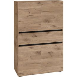 Midischrank Home Affaire, B:76cm H:130cm T:35cm, braun, Spanplatte, Badezimmer, Schr&auml;nke, "Wisla", mit 4 T&uuml;ren & 1 Schublade, Breite 76 cm, H&ouml;he 130