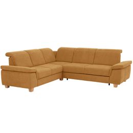 Ecksofa Home Affaire, B:256cm H:83cm T:236cm, gelb, Luxus-Microfaser Florence (100% Polyester);Luxus-Microfaser weich (90% Polyester, 10%