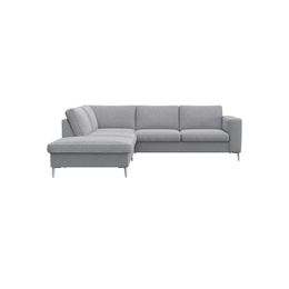 Ecksofa FLEXLUX, B:241cm H:85cm T:225cm, grau, 100% Polyester, Wohnzimmer, Sofas, "Fiore, L-Form", breite Armlehnen, F&uuml;&szlig;e alufarben, B/T 241/225 cm,