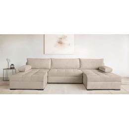 Wohnlandschaft OTTO HOME, H:41cm T:161cmbeige, 100%Polyester, Sofas, "Home System U-Form, B: 269 - 352 cm, Breiten w&auml;hlbar", mit Bettfunktion,