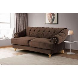 3-Sitzer Home Affaire, B:208cm H:86cm T:108cm, braun, Samtoptik (100% Polyester);Luxus-Microfaser Vintagelook (100% Polyester);Struktur fein (100%