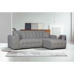 Ecksofa Home Affaire, B:234cm H:85cm T:163cm, grau, 100% Polyester, Wohnzimmer, Sofas, "Nosia L-Form", incl. 2 Zierkissen, mit feiner Steppung