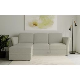 Ecksofa Home Affaire, B:242cm H:90cm T:155cm, beige, 62% Polypropylene, 38% Polyester, Wohnzimmer, Sofas, "Lavars, L-Form, Schlafsofa", mit