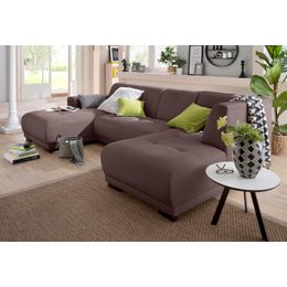 Wohnlandschaft Home Affaire, B:297cm H:85cm T:163cm, braun, Filzoptik (100% Polyester);Struktur (100% Polyester);Webstoff (100% Polyester), Sofas,
