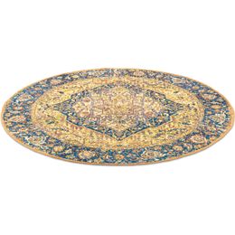 Teppich Tom Tailor HOME, H:5mm &Oslash;:100cm, gold, Polypropylen (PP), Wohnzimmer, Teppiche, "Funky Outdoor Orient One", Flachgewebe, Orient-Optik, In- und