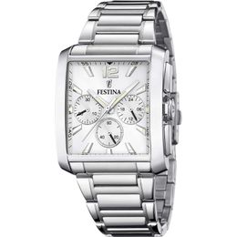 Festina Herren Chronograph, silber, Armbanduhren, Armbanduhr, Quarzuhr, Herrenuhr, Stoppfunktion, Edelstahlarmband