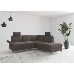 Ecksofa Home Affaire, B:240cm H:93cm T:216cm, grau, 100% Polyester, Wohnzimmer, Sofas, "Rochelle", wahlweise mit Bettfunktion, Bettkasten und