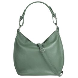 Samantha Look Damen Shopper, gr&uuml;n, Leder, leicht gl&auml;nzend, unifarben, Taschen, echt Leder, Made in Italy