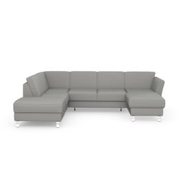 Sit & More Wohnlandschaft SIT & MORE, B:303cm H:87cm T:213cm, silber, Sofas, "Visby U-Form", Wahlweise mit Bettfunktion und Stauraum, frei im Raum stellbar