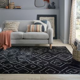 Teppich FLAIR RUGS, B:120cm H:15mm L:170cm, schwarz-wei&szlig;, Kunstfaser, Wohnzimmer, Teppiche, "Imran Fur Berber"