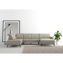Sit & More Wohnlandschaft SIT & MORE, B:337cm H:84cm T:205cm, grau, Sofas, "Bailando U-Form", wahlweise mit Kopfteilverstellung und Vorziehsitz, motorisch