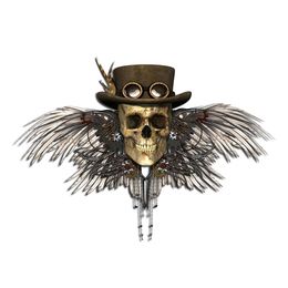 papermoon Fototapete "Steampunk totenkopf", B/L: 4,5m x 2,8m, Bahnen: 9 Stk., bunt, Schlafzimmer, Tapeten