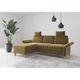 Ecksofa Home Affaire, B:251cm H:90cm T:164cm, gr&uuml;n, 100% Polyester, Wohnzimmer, Sofas, "Rochelle, L-Form", wahlweise mit Armteilverstellung,
