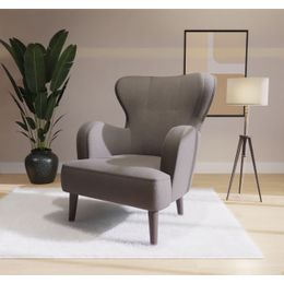 Sessel Home Affaire, B:88cm H:88cm T:64cm, grau, 100% Polyester, Wohnzimmer, Sessel, "SICILIA", moderner Ohrensessel