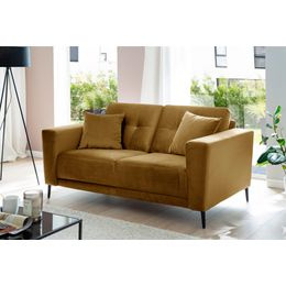 2-Sitzer TRENDS BY HG, B:166cm H:86cm T:89cm, gelb, Sofas, "Barcelona", mit Metallfu&szlig;, frei im Raum stellbar