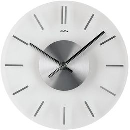 AMS Wanduhr "W9318", B/H/L: 4cm, silber, Wanduhren, Quarzuhr,Glas,Wohnzimmer,Esszimmer,K&uuml;che,Arbeitszimmer,B&uuml;ro, Flur