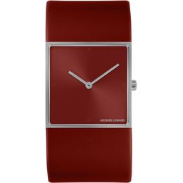 Jacques Lemans Damen Quarzuhr "Design Collection", rot, Armbanduhren, Armbanduhr, Damenuhr, Herrenuhr, geh&auml;rtetes Crystexglas, Lederarmband