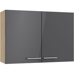 H&auml;ngeschrank Optifit, B:100cm H:70,4cm T:34,6cm, schwarz, Holzwerkstoff, K&uuml;che, Schr&auml;nke, "Lilly", Breite 100 cm, 2 T&uuml;ren, 4 Einlegeb&ouml;den