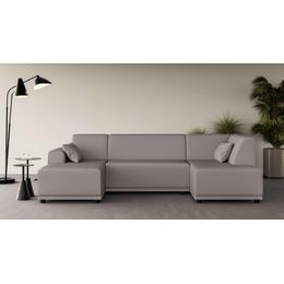 Wohnlandschaft Home Affaire, B:296cm H:80cm T:162cm, grau, 100% Polyester, Sofas, "TAMMO", U-Form