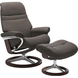 Fu&szlig;hocker stressless, B:57cm H:42cm T:40cm, grau, Leder BATICK: BATICK ist ein leicht korrigiertes, durchgef&auml;rbtes und genarbtes M&ouml;belleder, bei dem