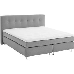 Boxspringbett, B:175cm L:210cm, grau, Westfalia Schlafkomfort, Bezug Bett: Feinstruktur 100% Polyester;Bezug Bonnell-Federkernmatratze: 100%