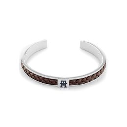 Tommy Hilfiger Herren Armreif "Schmuck Edelstahl Armschmuck Armreif", Edelstahl Leder, silber, Edelstahl, Leder, Armb&auml;nder