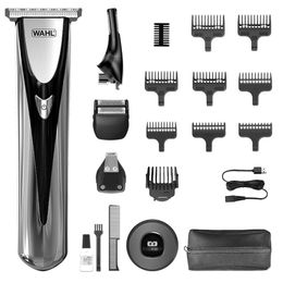 WAHL Multifunktionstrimmer "Elite Groom", schwarz, B:40cm H:143cm T:33cm, Haarschneider, T-Klinge, Lithium-Ionen Technologie, Ladestation, USB-Ladung