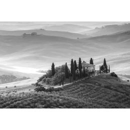 papermoon Fototapete "Italien Landschaft Schwarz & Wei&szlig;", B/L: 5m x 2,8m, Bahnen: 10 Stk., schwarz, Schlafzimmer, Tapeten