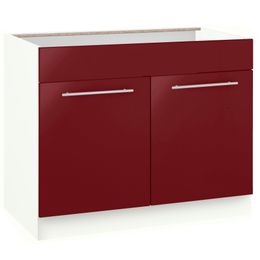 Wiho-K&uuml;chen Sp&uuml;lenschrank WIHO K&Uuml;CHEN, B:100cm H:85cm T:57cm, rot, K&uuml;che, Schr&auml;nke, "Flexi2", Breite 100 cm