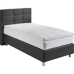 Boxspringbett, B:105cm L:210cm, grau, Westfalia Schlafkomfort, Bezug: Kunstleder, Polyurethan;Polsterung: 100% Polyester, Komplettbetten, mit Kn&ouml;pfen
