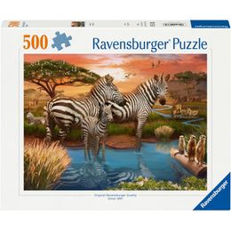 Ravensburger Kinder Puzzle "Zebras am Wasserloch", bunt, Pappe, B:49cm H:36cm, Puzzles, Made in Germany