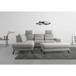 Sit & More Ecksofa SIT & MORE, B:260cm H:88cm T:226cm, grau, Wohnzimmer, Sofas, "Cinturo L-Form", inklusive Sitztiefenverstellung und Federkern, Sitzh&ouml;he 45 cm