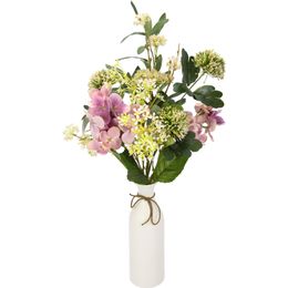 Kunstblume I.GE.A., B:25cm H:53cm, rosa, Polyester, Kunstpflanzen, "Mixed-Blumenstrau&szlig;", Keramikvase