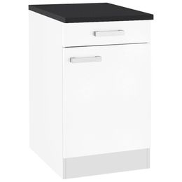 Sp&uuml;lenschrank Optifit, B:50cm H:85cm T:60cm, wei&szlig;, K&uuml;che, Schr&auml;nke, "Odense", 50 cm breit, mit T&uuml;r und Schubkasten, mit 28 mm starker Arbeitsplatte