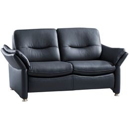 2-Sitzer Hukla, B:164cm H:91cm T:92cm, blau, Sofas, "HU-SF15058 Ledersofa, Breite 164 cm", hochwertiges Glattleder, optional mit Kopfst&uuml;tze