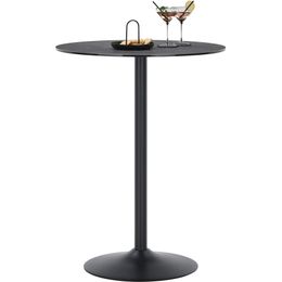 Bartisch, B:80cm H:105cm T:80cm, schwarz, SET ONE BY Musterring, K&uuml;che, Tische, "Salinas", Trompeten-S&auml;ule in schwarz, Platte aus Glas-Keramik, H&ouml;he
