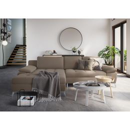Sit & More Ecksofa SIT & MORE, B:290cm T:163cm, braun, Wohnzimmer, Sofas, "Latigo L-Form", mit Mega-Recamiere, wahlweise mit Bettfunktion und Bettkasten