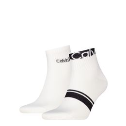 Calvin Klein Herren Kurzsocken "CK MEN QUARTER LOGO STRIPE"wei&szlig;, Baumwollmischung, Socken, mit breitem Rippenb&uuml;ndchen, Cotton-Mix