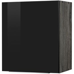 H&auml;ngeschrank KOCHSTATION, B:60cm H:57cm T:34cm, schwarz, Holzwerkstoff, MDF, K&uuml;che, Schr&auml;nke, "KS-Brindisi", 60 cm breit, 1 T&uuml;r
