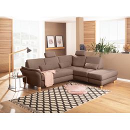 Ecksofa Home Affaire, B:259cm H:89cm T:225cm, braun, Struktur fein (100% Polyester);Struktur (100% Polyester);Luxus-Microfaser Lederoptik (100%