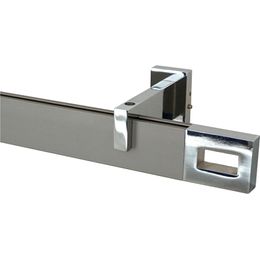 Gardinenstange Garesa, L:460cm, silber, Aluminium, Wohnzimmer, Gardinenstangen, "FLAT", Rechteckprofil, Wandmontage, perfekter Lauf, modern,