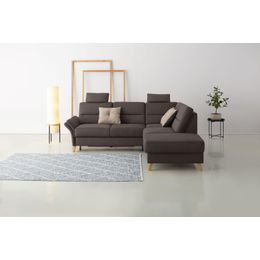 Ecksofa Home Affaire, B:238cm H:90cm T:213cm, braun, 100% Polyester, Wohnzimmer, Sofas, "Westerland L-Form", Federkern-Polsterung, wahlweise mit