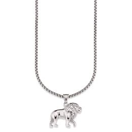 Bruno Banani Herren Kette mit Anh&auml;nger "Schmuck Geschenk Halskette L&ouml;we Venezianerkette", Edelstahl, L: 55, silber, Edelstahl, Halsketten