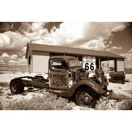 papermoon Fototapete "Rosty Truck", B/L: 2,5m x 1,86m, Bahnen: 5 Stk., bunt, Wohnzimmer, Tapeten